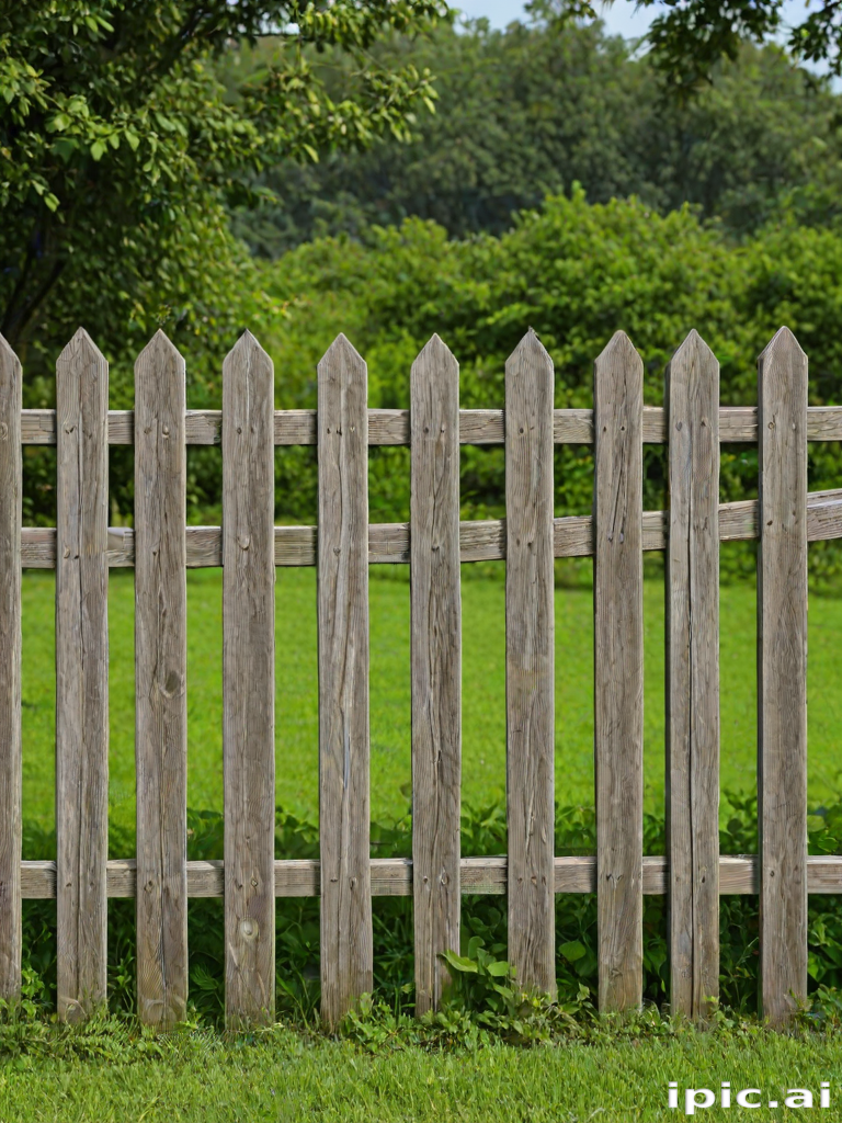 A Rustic Wooden Fence Surrounded by Lush Greenery and Nature