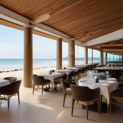 INTERIOR OF A high end modern beach restaurant