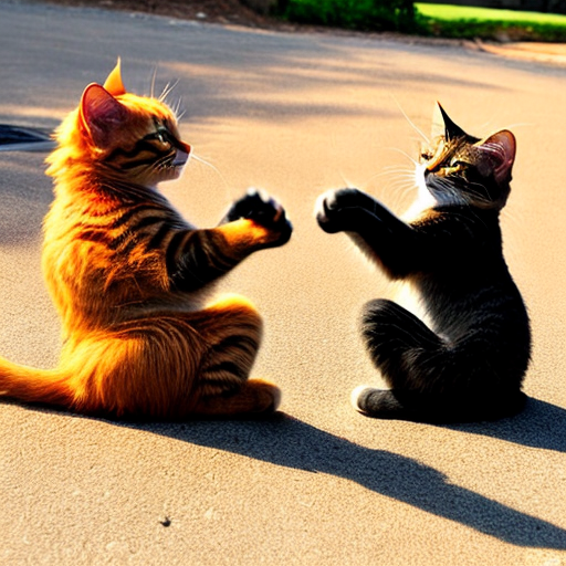 cats dueling eachother with their claws