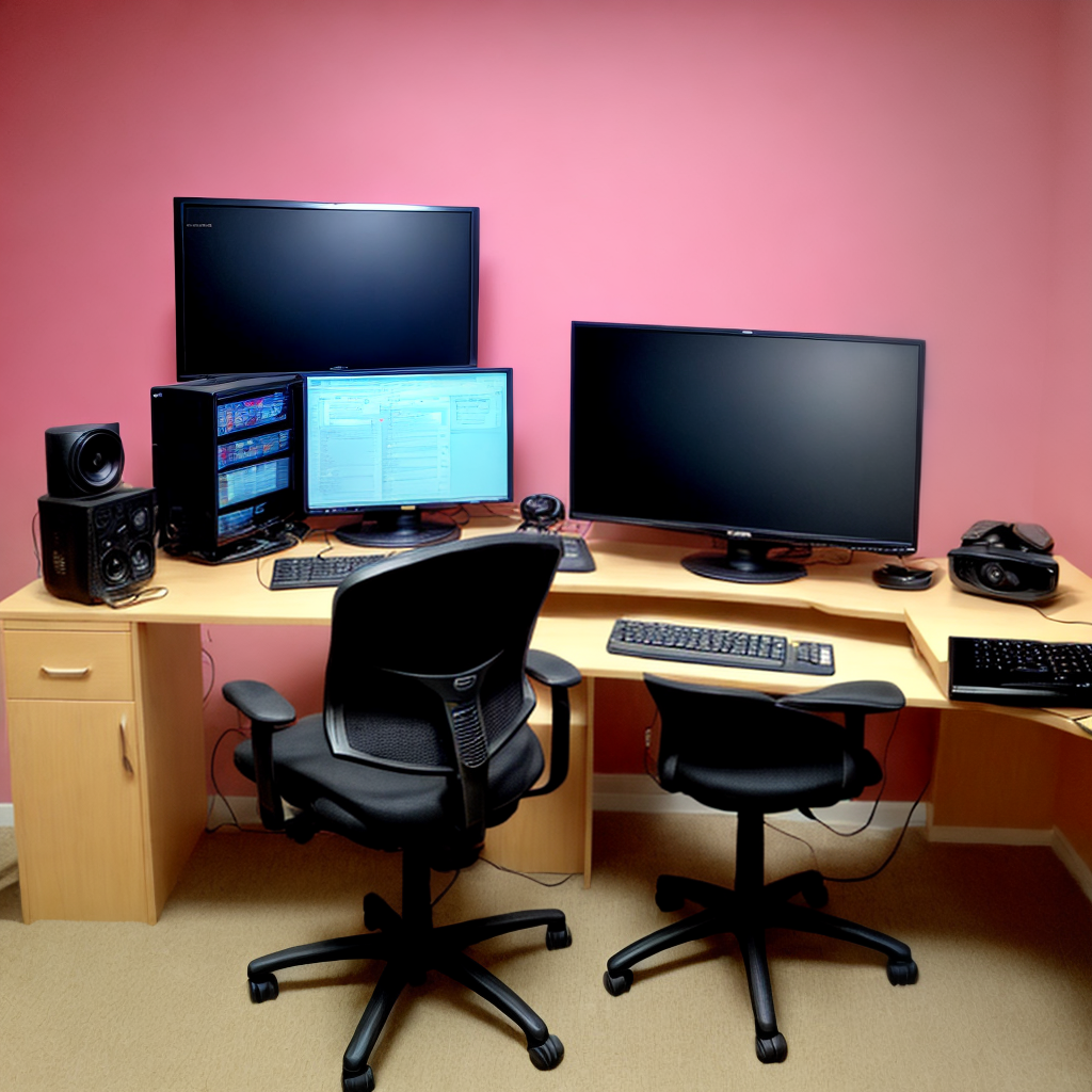 Personal Room Pink walls, News Setup, Front Facing