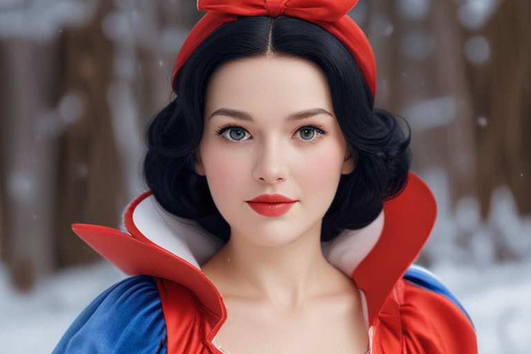snow white cartoon character in red & white
