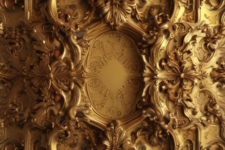 Intricate Golden Decorative Pattern with Elaborate Floral Designs and ...