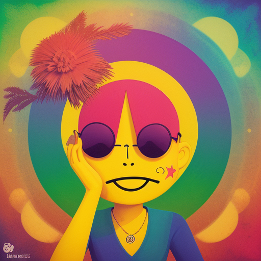 Vibrant Cartoon Character with Sunglasses and Colorful Background Design