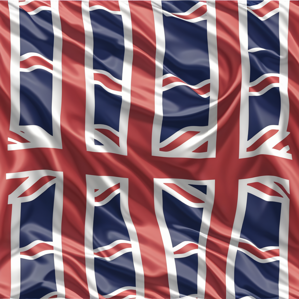 Stylized Union Jack Flag with Wavy Patterns and Vibrant Colors
