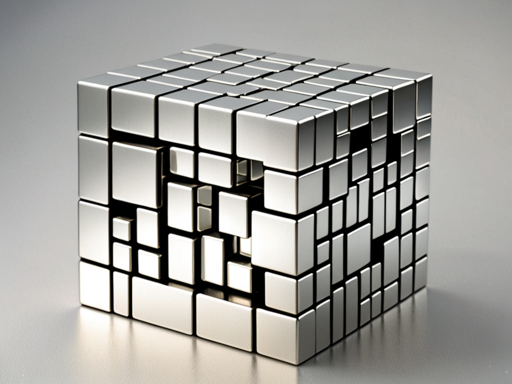 tesseract cube silver metallic art