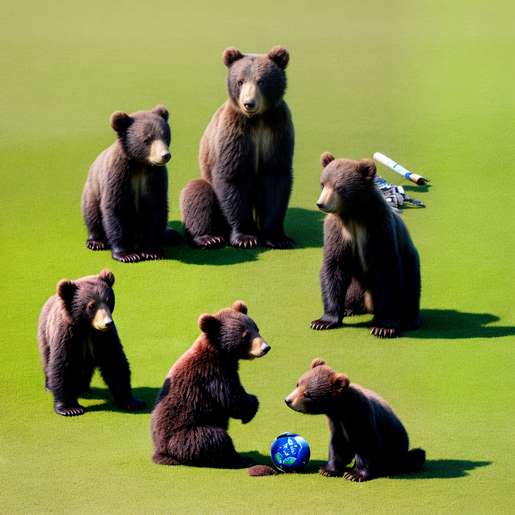 Baby bears playing