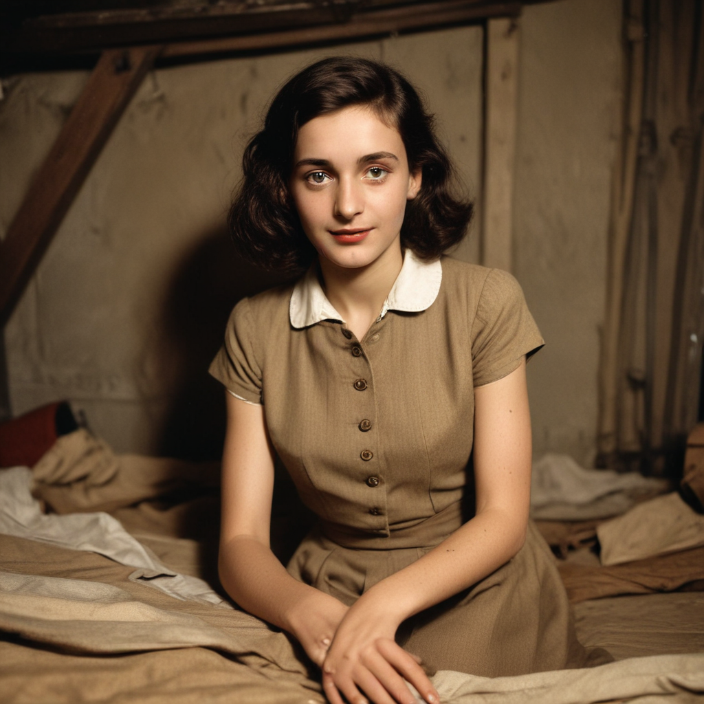 Anne frank scantily clad hiding in an attic from nazi officers