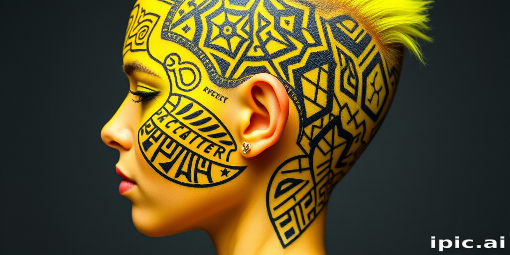 Vibrant Yellow Hair and Intricate Black Tattoos Showcase Unique ...