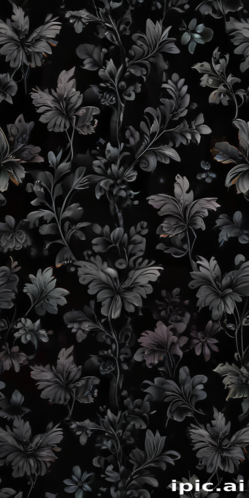 Elegant Black Floral Pattern with Intricate Details and Subtle Shades.