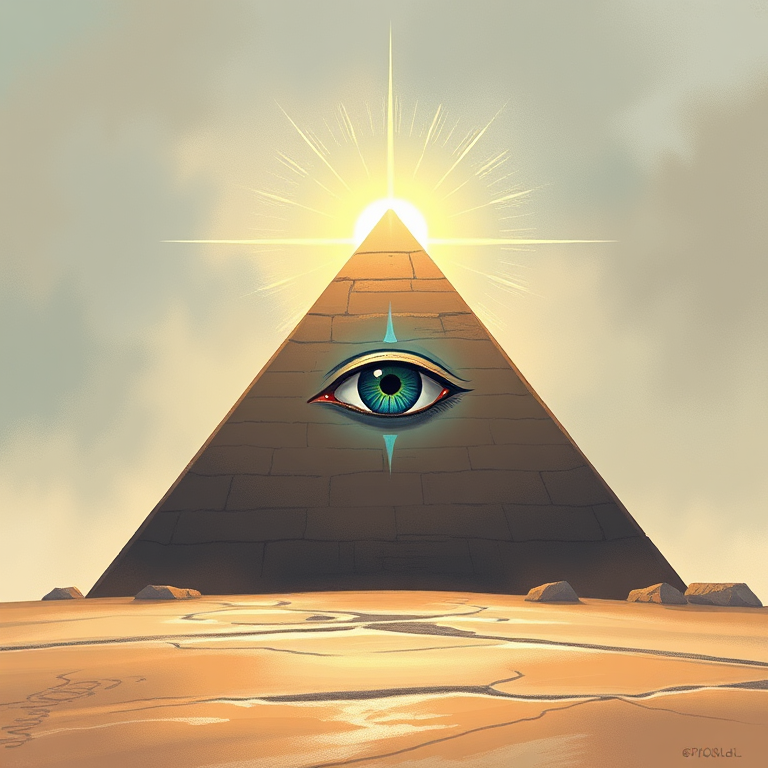 Create an illustration of the Eye of Providence within a pyramid, using ...