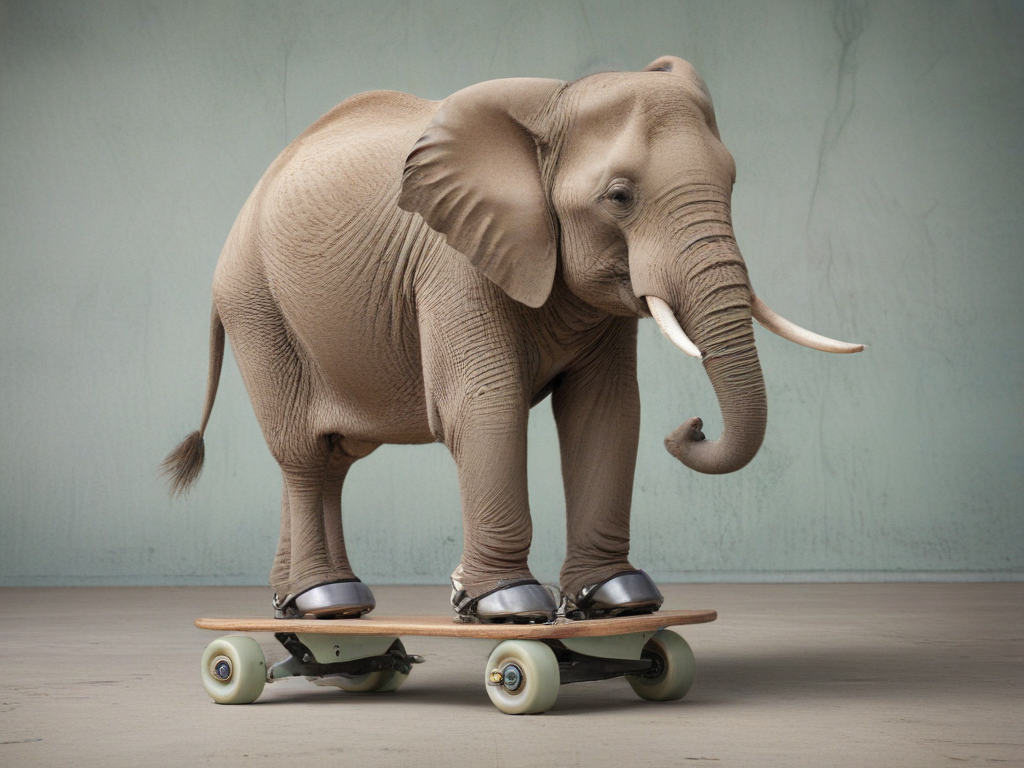 elephant on four roller skates