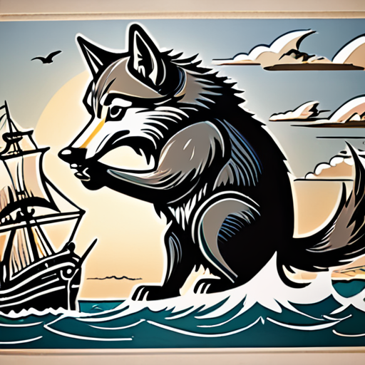 big bad wolf blowing away a clipper ship