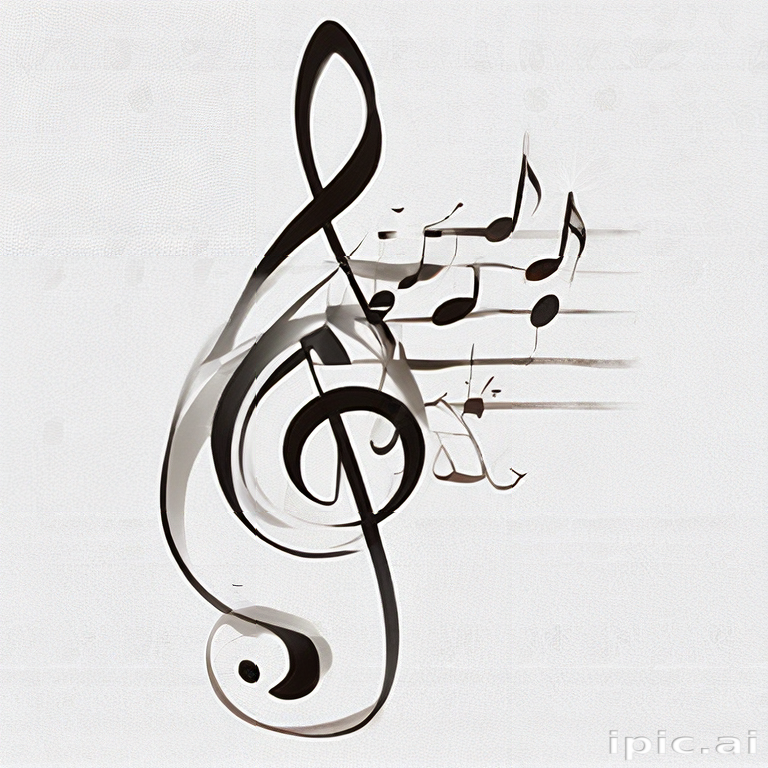 Elegant Musical Notes Dancing Gracefully Around a Beautiful Treble Clef