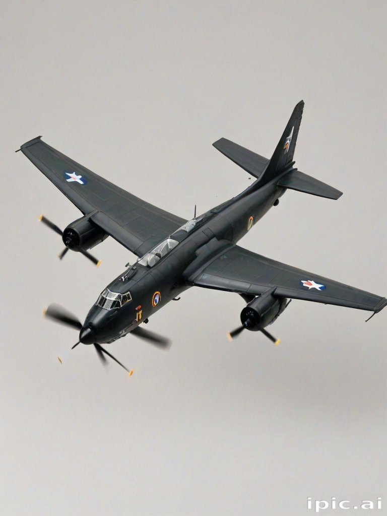 Detailed Model of a Vintage Military Aircraft in Flight Pose