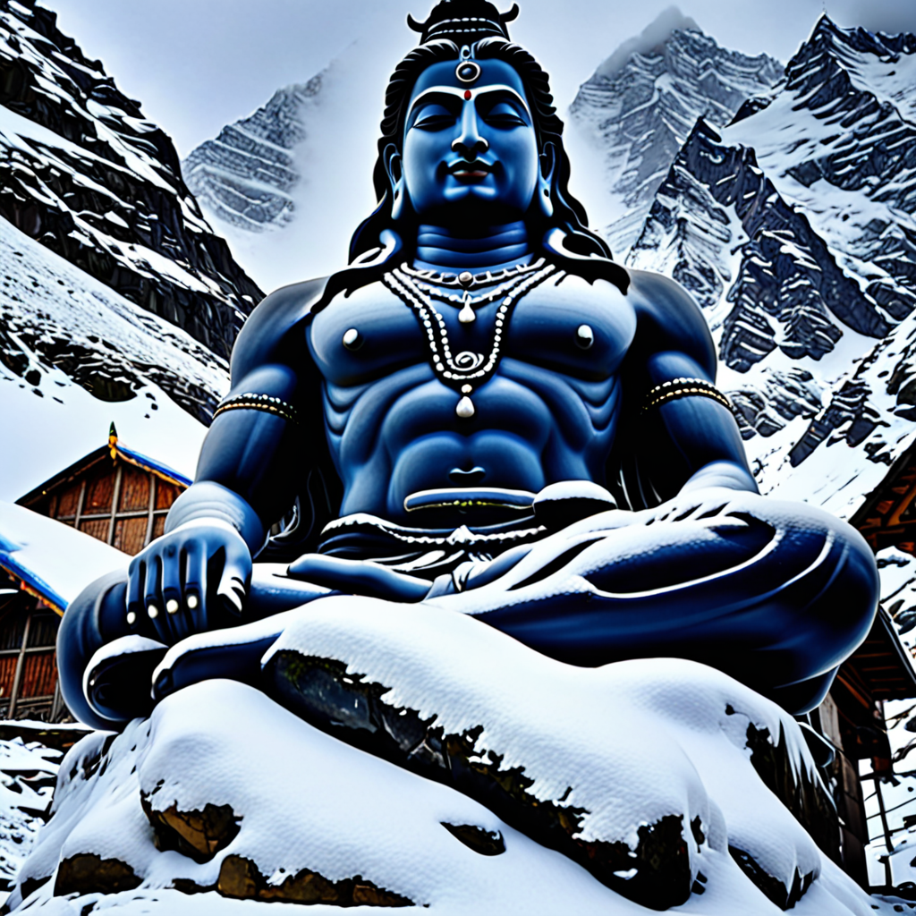lord shiva sleeping in kedarnath with snow