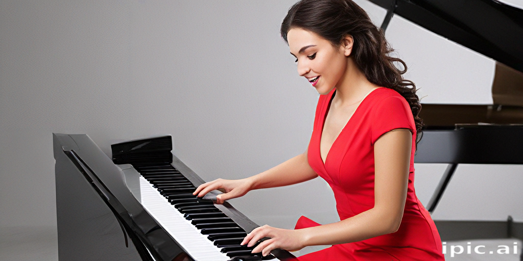 Elegant Pianist in a Red Dress Captivating Audiences with Melodic ...