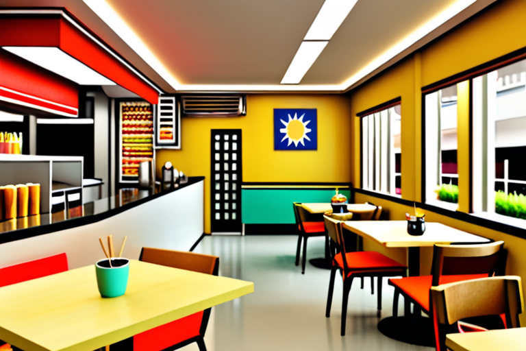 create a realistic interior perspective of a filipino street food style ...