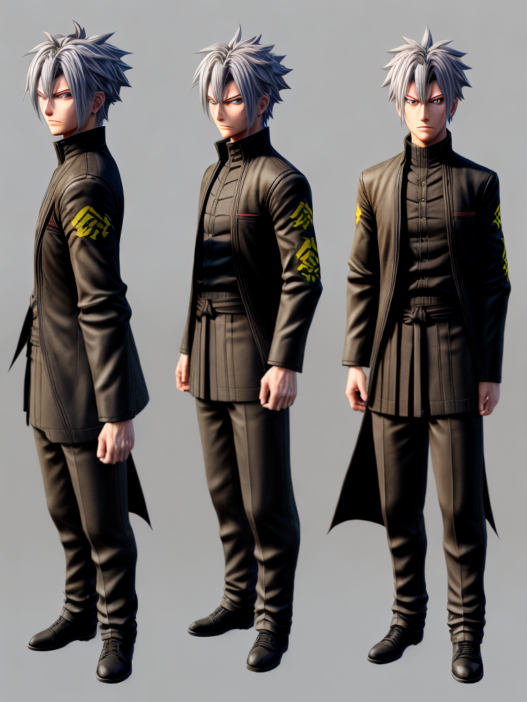 create a character with black hair with highlights and a low fade in ...
