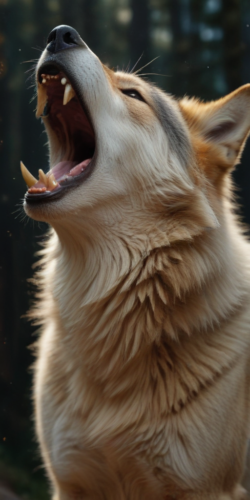A Majestic Dog Howling in the Wilderness Under a Beautiful Sky
