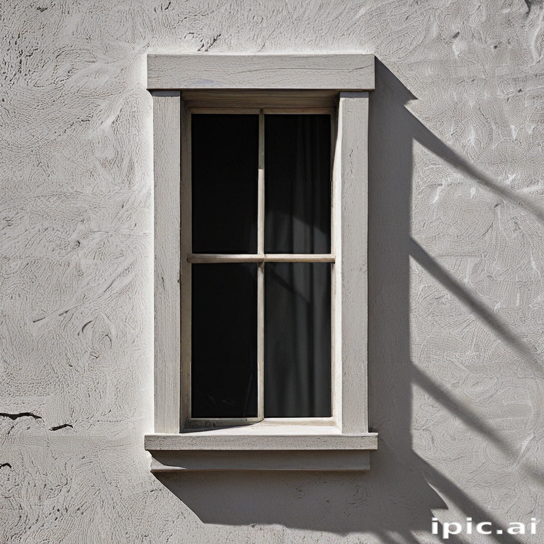 Sunlit Window Casting Shadows on a Textured White Wall