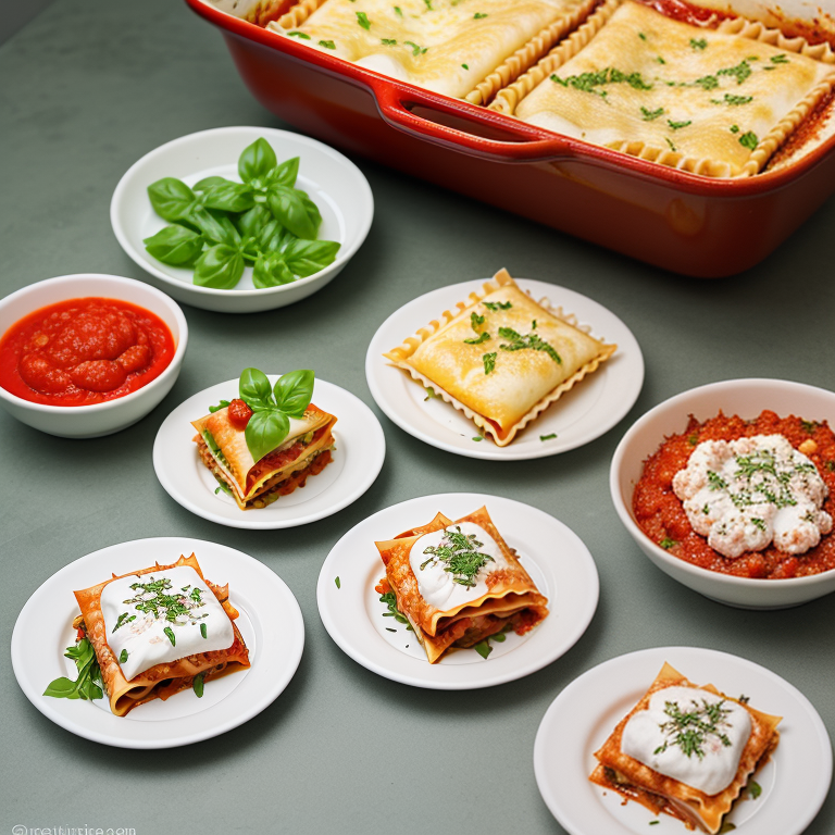 Delicious Homemade Lasagna with Fresh Basil and Marinara Sauce Presentation