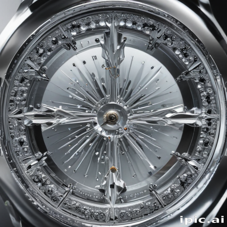 Intricate Close-Up of a Sparkling Luxury Watch's Detailed Dial Design