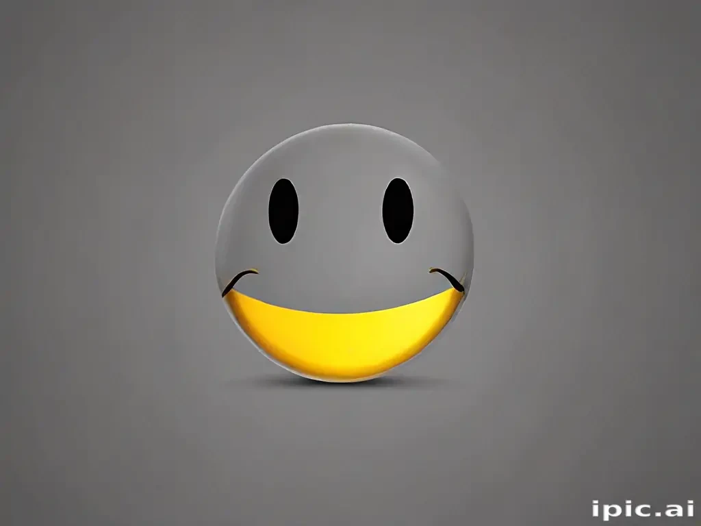 Bright and Cheerful Smiley Face with a Glossy Yellow Grin on Gray ...