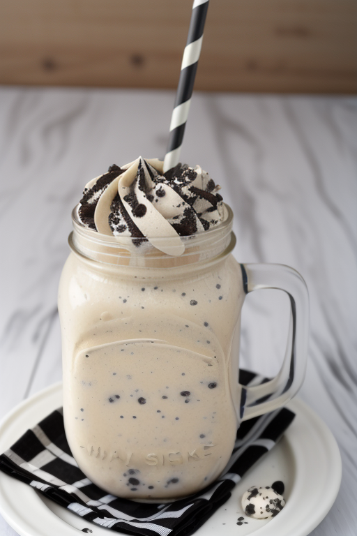Deliciously Creamy Chocolate Milkshake Topped with Whipped Cream and Oreos