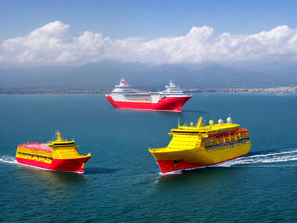 sea with santa claus on a yello ship