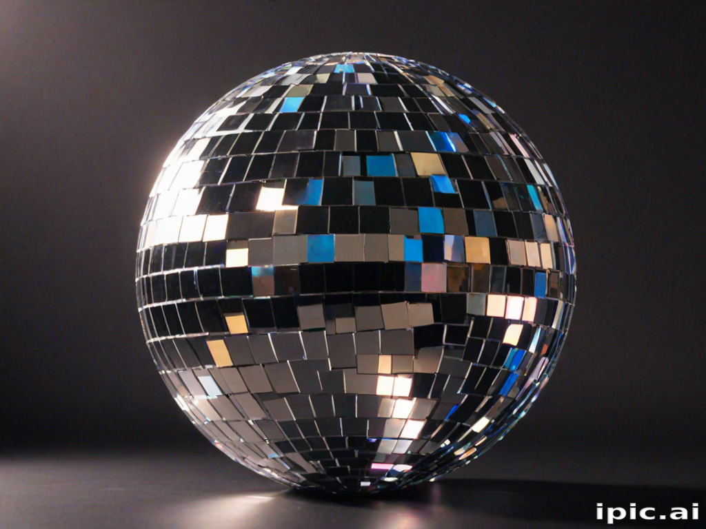Shimmering Disco Ball Reflecting Colorful Light in a Dark Setting