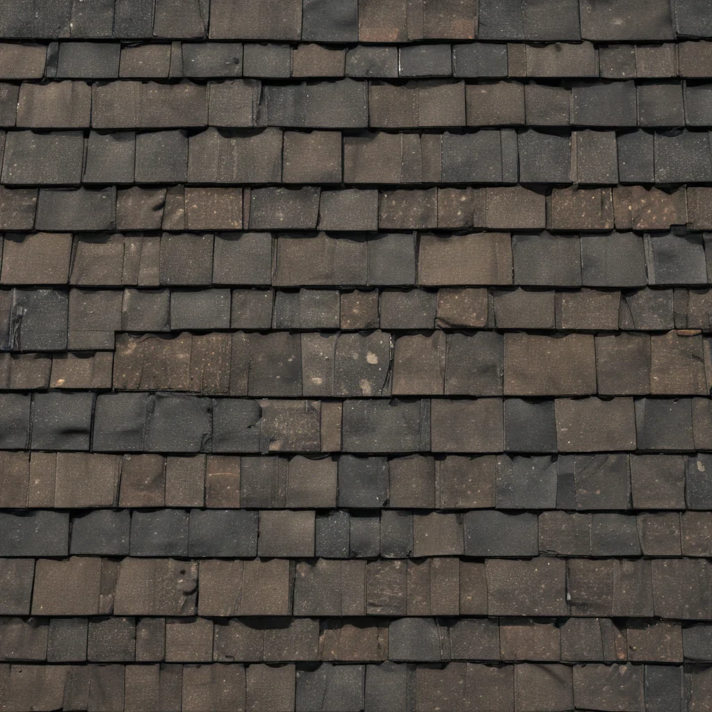 A Close-Up View of a Dark, Textured Roof Shingle Pattern.