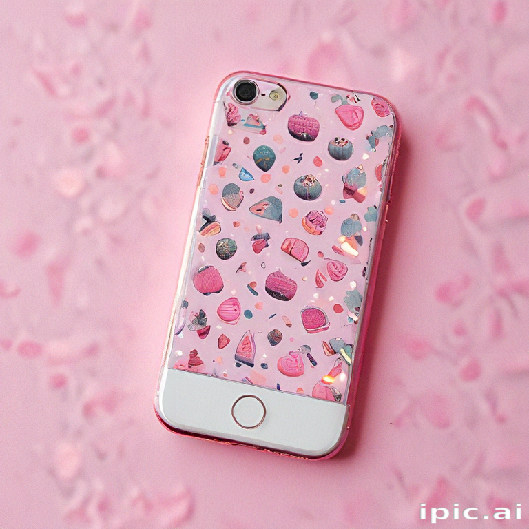 Charming Pink Phone Case Decorated with Colorful Candy and Sweet Treats