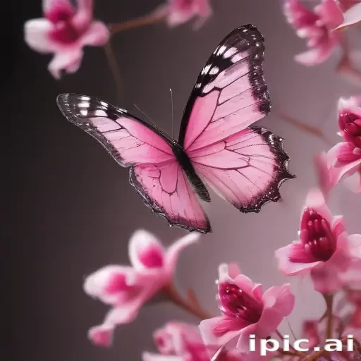 Delicate Pink Butterfly Gracefully Flutters Among Vibrant Blossoming ...