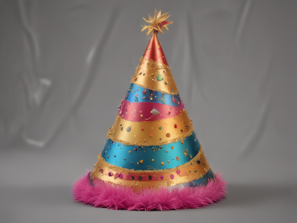 Colorful Party Hat with Glitter and Feathers for Festive Celebrations