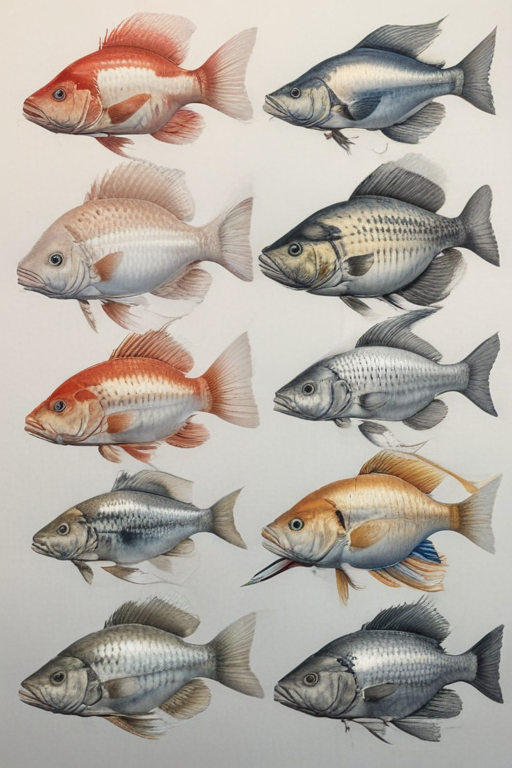 Illustration Showcasing Various Species of Freshwater Fish and Their ...