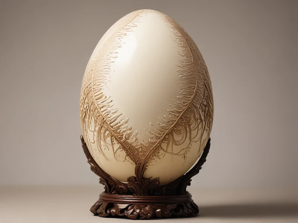 Intricately Designed Egg Sculpture on Elegant Stand Showcasing Unique ...