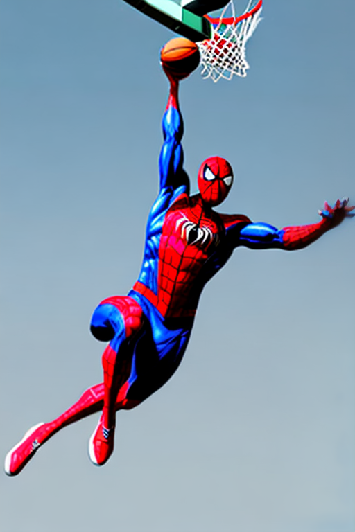 spiderman dunking basketball