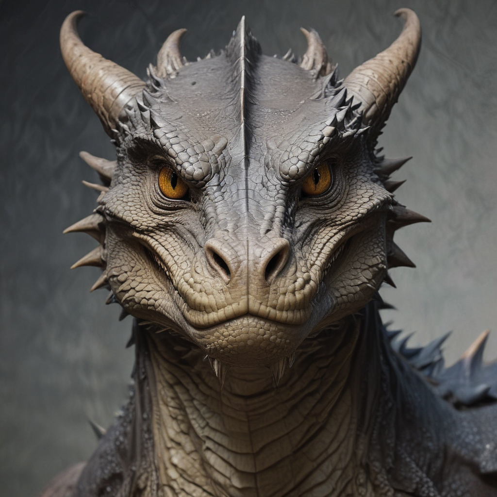 Dragon looking straight mewing very defined jawline no spikes majestic