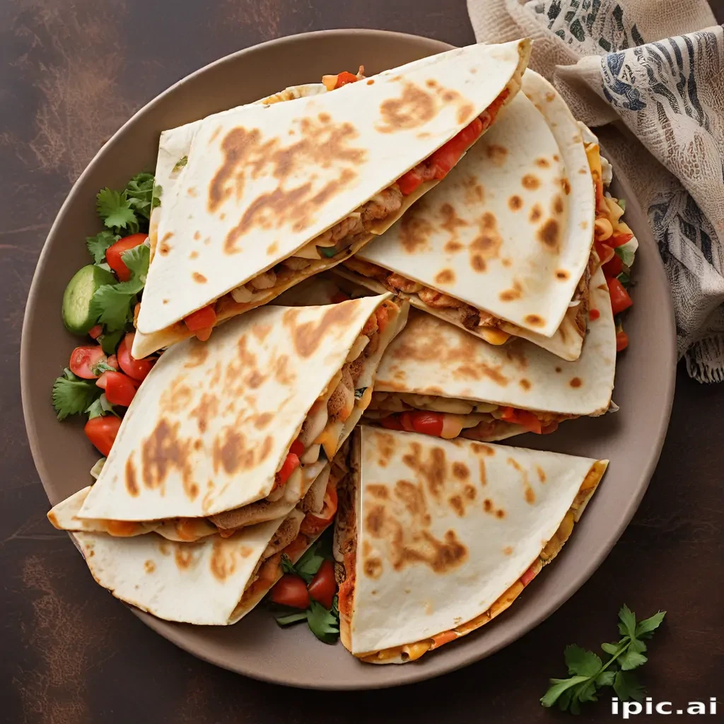 Deliciously Layered Quesadillas Served on a Rustic Platter with Fresh ...