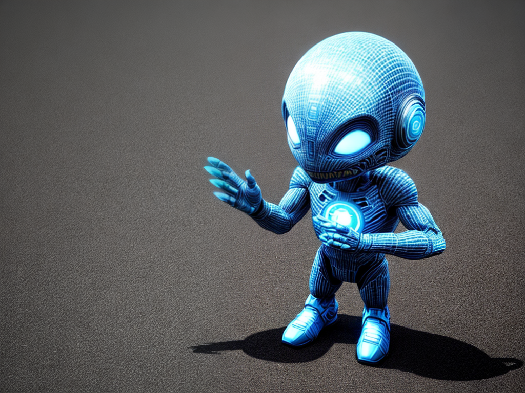 DIGITAL ALIEN SCANNING A QR CODE WITH HIS EYES