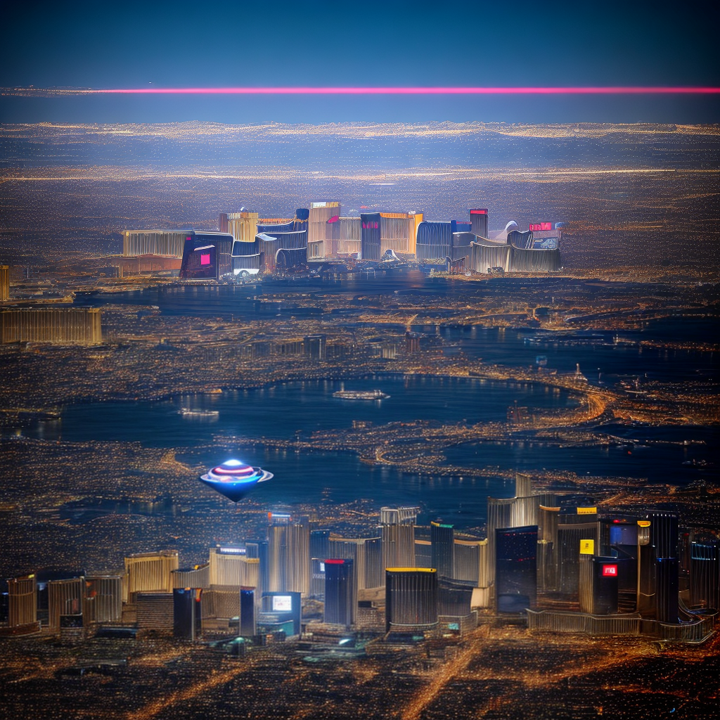 Advanced ufo hovers over Las Vegas, its laser weapons are priming up to ...