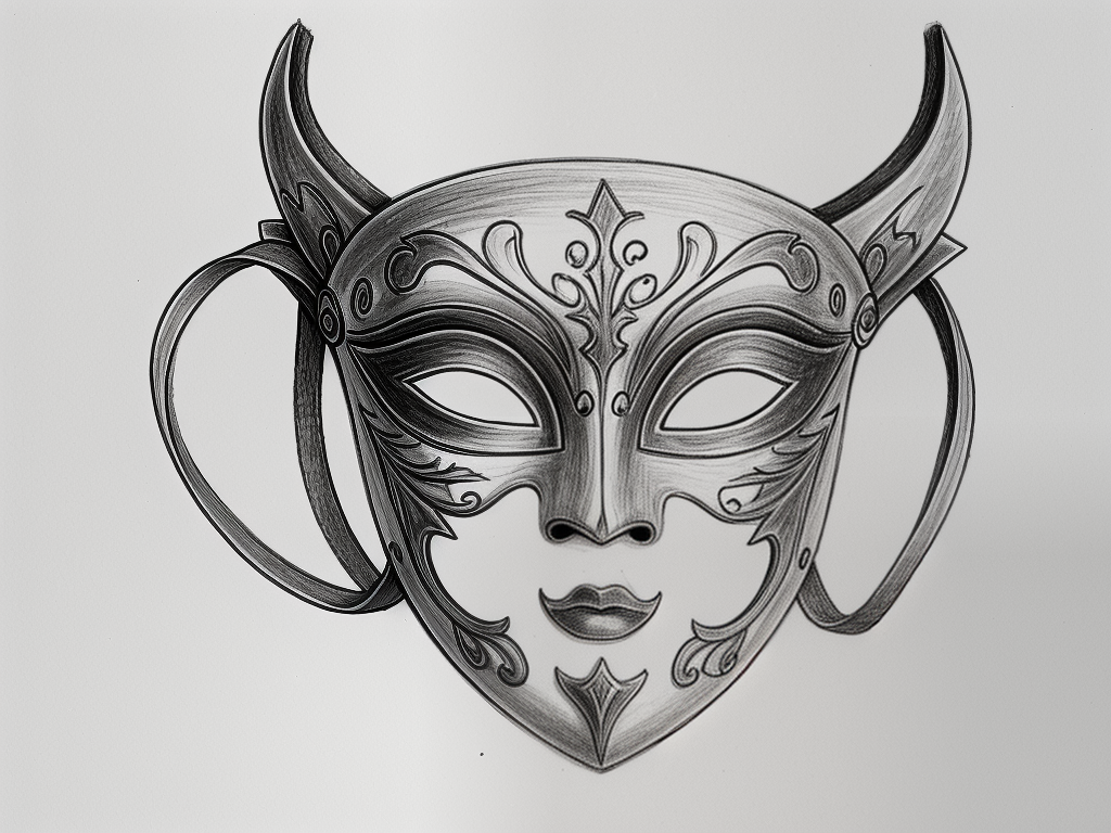 Intricate Black and White Design of an Ornate Decorative Mask