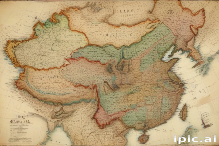 Detailed Historical Map of Asia Depicting Borders and Geographic Features