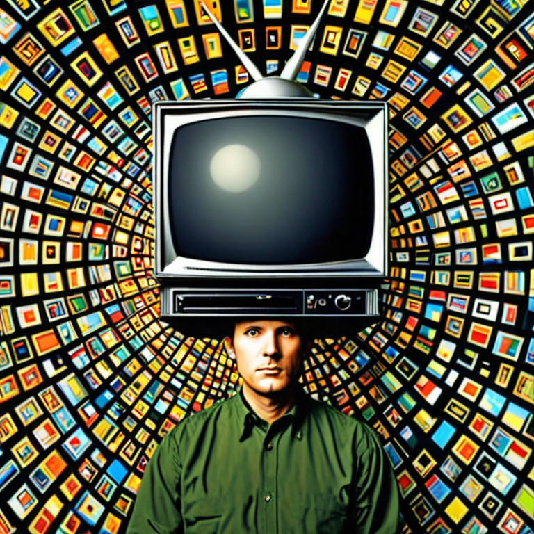 tv on head static surreal art