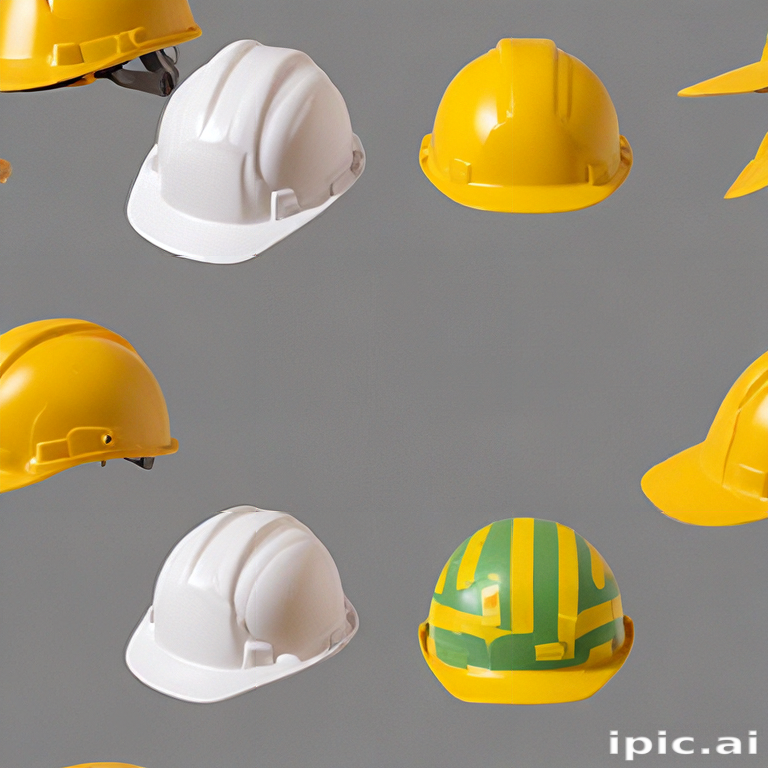 A Collection of Construction Helmets in Various Colors and Designs on ...