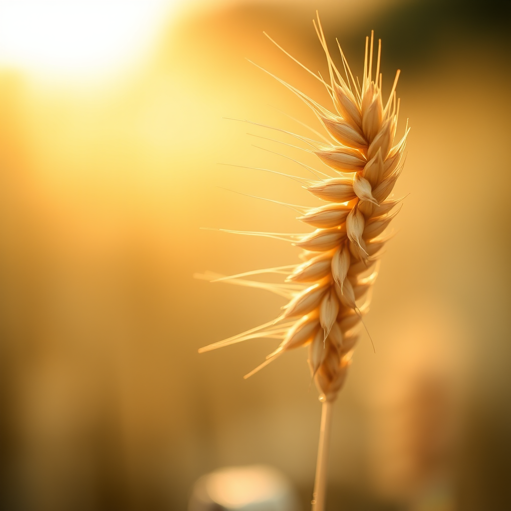 A Close-Up of Golden Wheat Against a Beautiful Sunset Background.