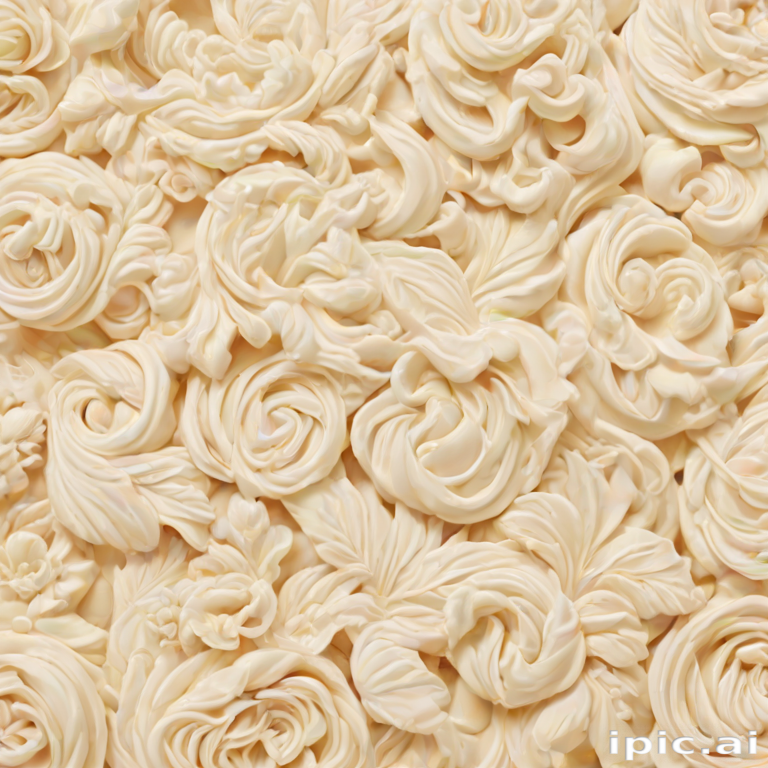 Intricate Cream-Colored Floral Design with Swirling Patterns and Textures