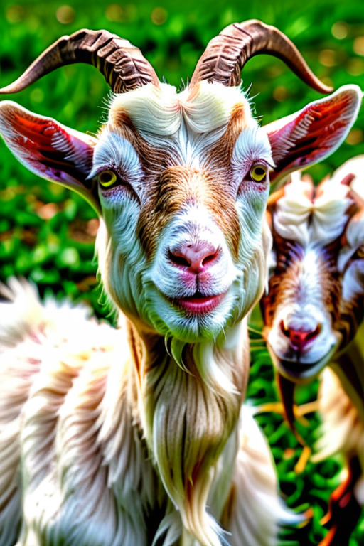 A Majestic Goat with Stylish Curved Horns and a Captivating Expression.