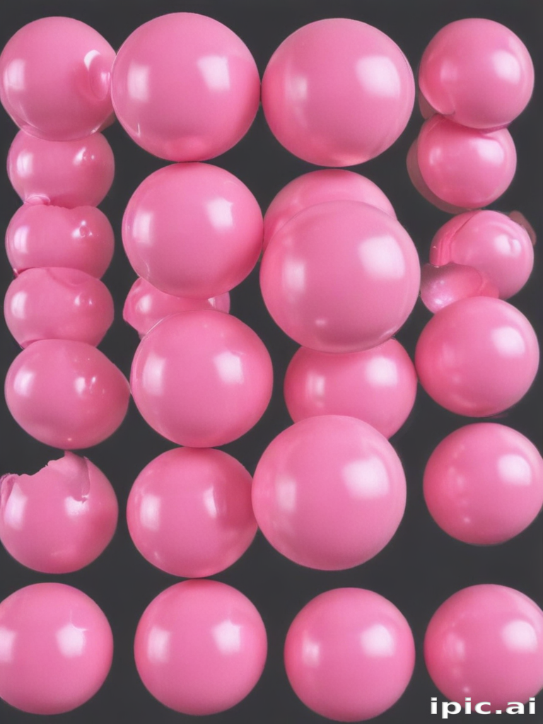 Vibrant Collection of Glossy Pink Balls Arranged in a Dynamic Pattern