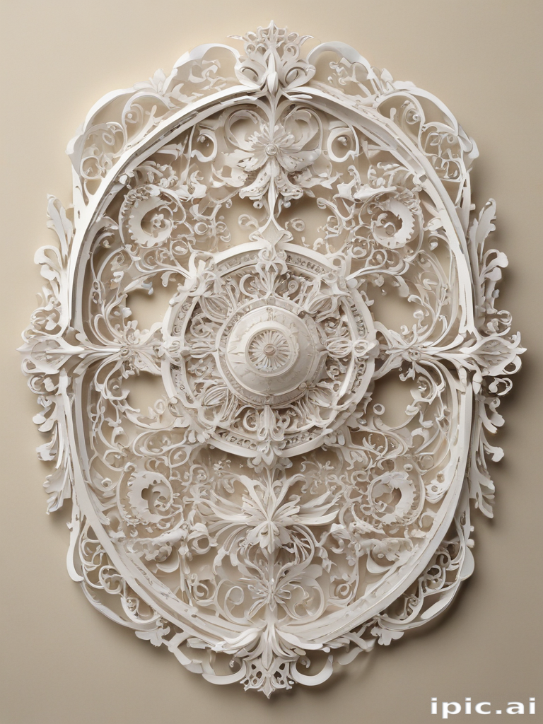 Intricate White Decorative Wall Art Featuring Elaborate Floral and ...